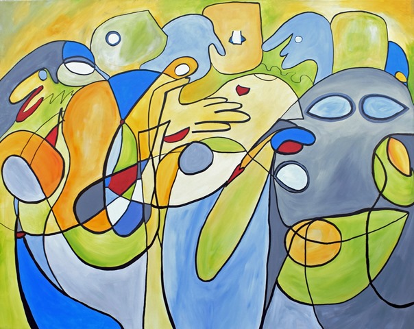 Kunst kaufen- XXL abstrakte Kunst Gemälde Figurative - Maskenball